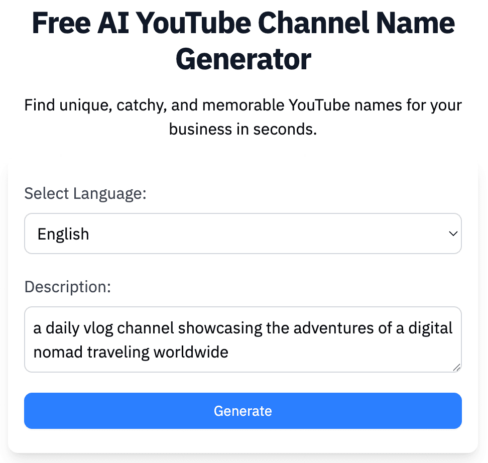 Free AI YouTube Name Generator (No Sign-Up Required)
